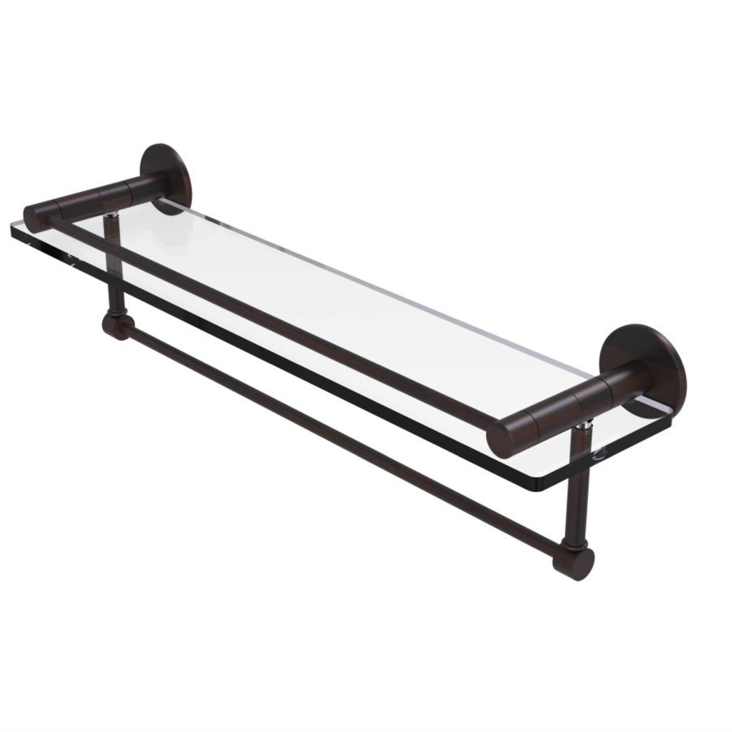 Fresno Collection 22 Inch Glass Shelf with Vanity Rail and Integrated ...