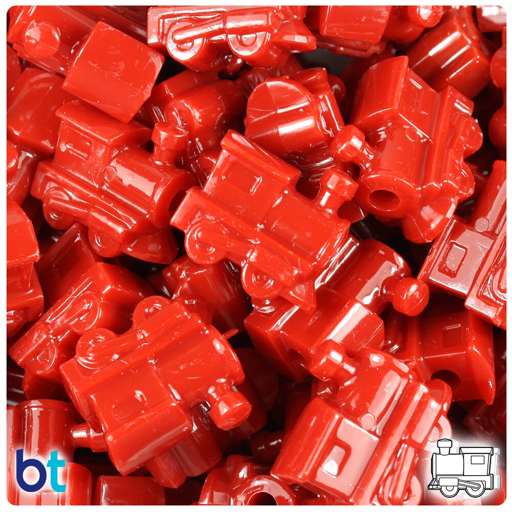 BeadTin Red Opaque 22mm Train Plastic Pony Beads (24pcs) | Michaels