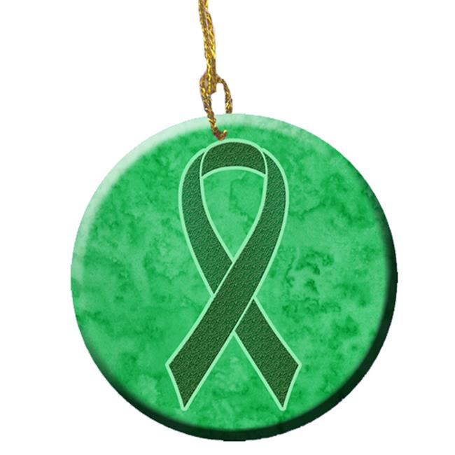 Kelly Green Ribbon for Kidney Cancer Awareness Ceramic Ornament, 2.81 ...