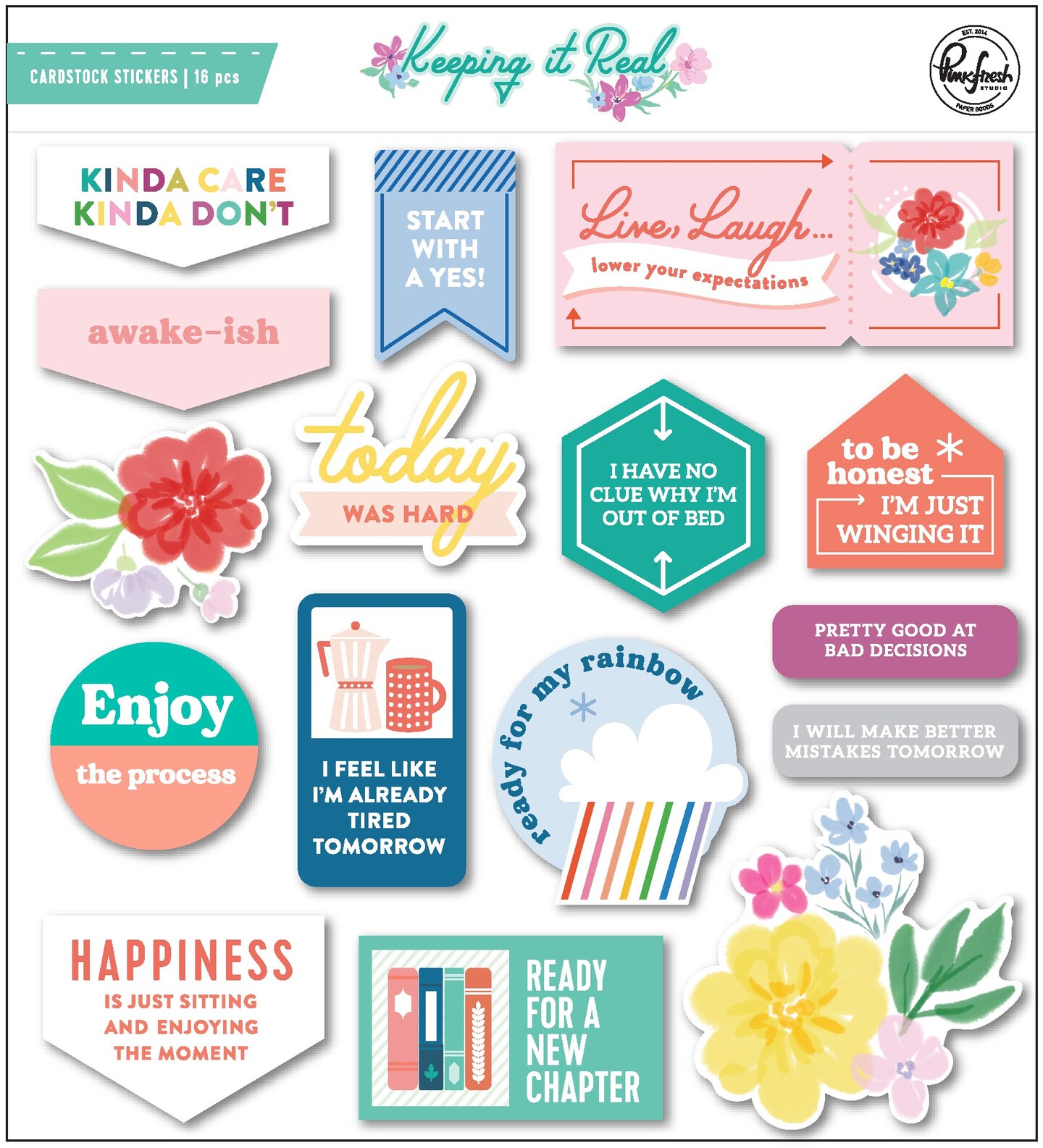 Pinkfresh Chipboard Stickers-Keeping It Real | Michaels