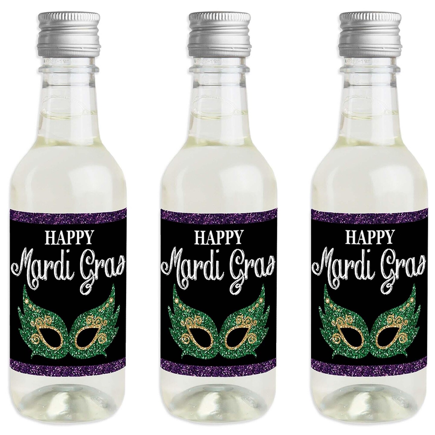 Big Dot of Happiness Mardi Gras - Mini Wine and Champagne Bottle Label ...