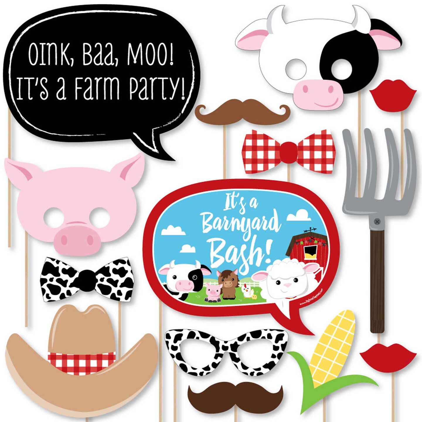 Big Dot of Happiness Farm Animals - Baby Shower or Birthday Photo Booth ...