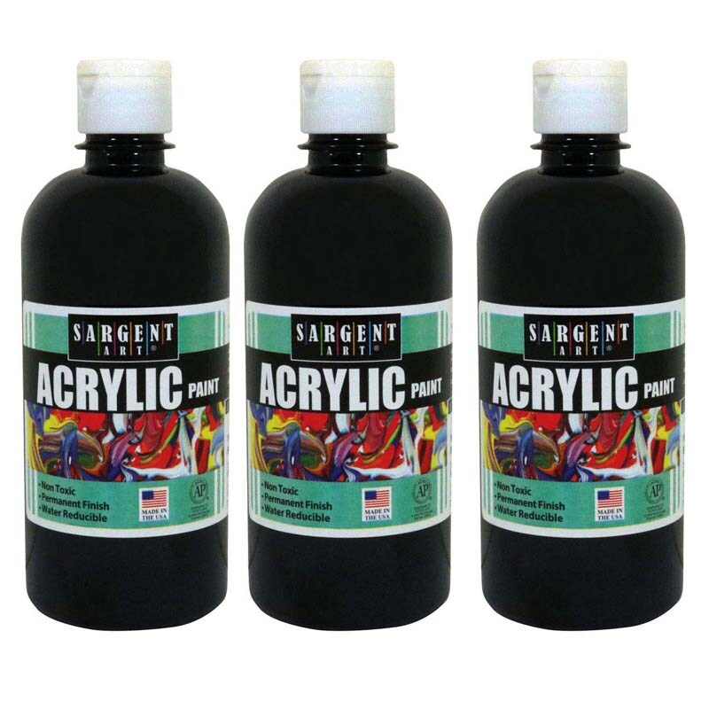 Acrylic Paint, 16 Oz. Squeeze Bottle, Black, Pack Of 3 | Michaels