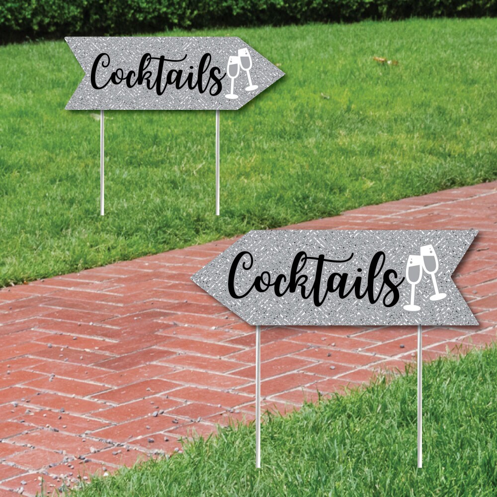 Big Dot of Happiness Silver Wedding Cocktails Signs - Wedding Sign ...