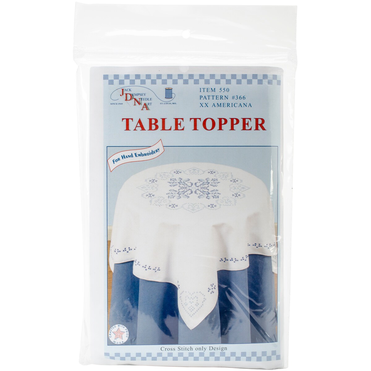 Jack Dempsey Stamped White Perle Edge Table Topper 35"X35"-XX Americana ...