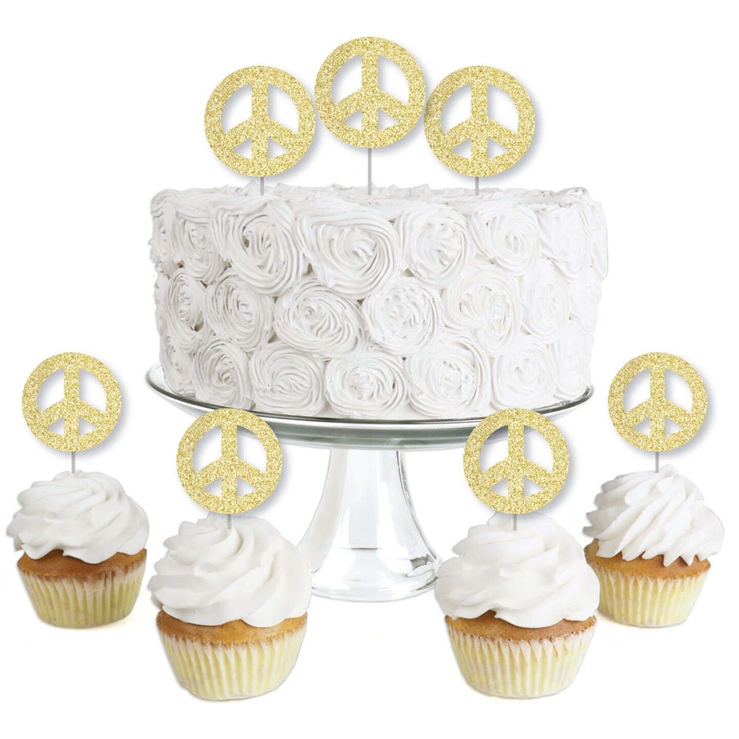 Big Dot of Happiness Gold Glitter Peace Sign - No-Mess Real Glitter ...