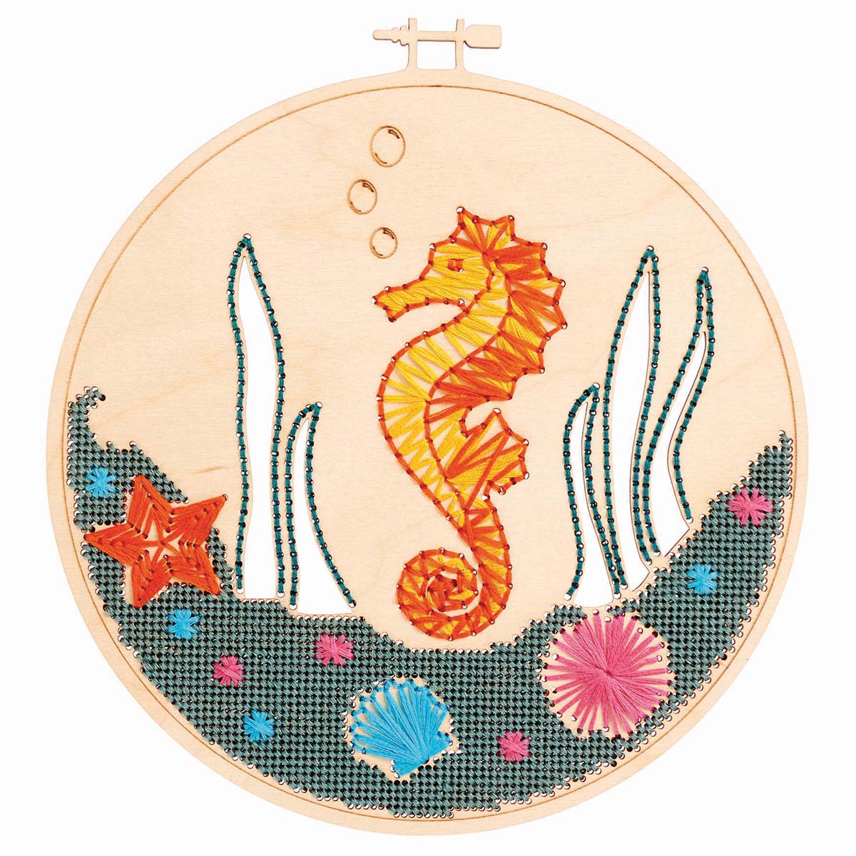Leisure Arts Swimming Seahorse Kit Wood Stitchery | Michaels