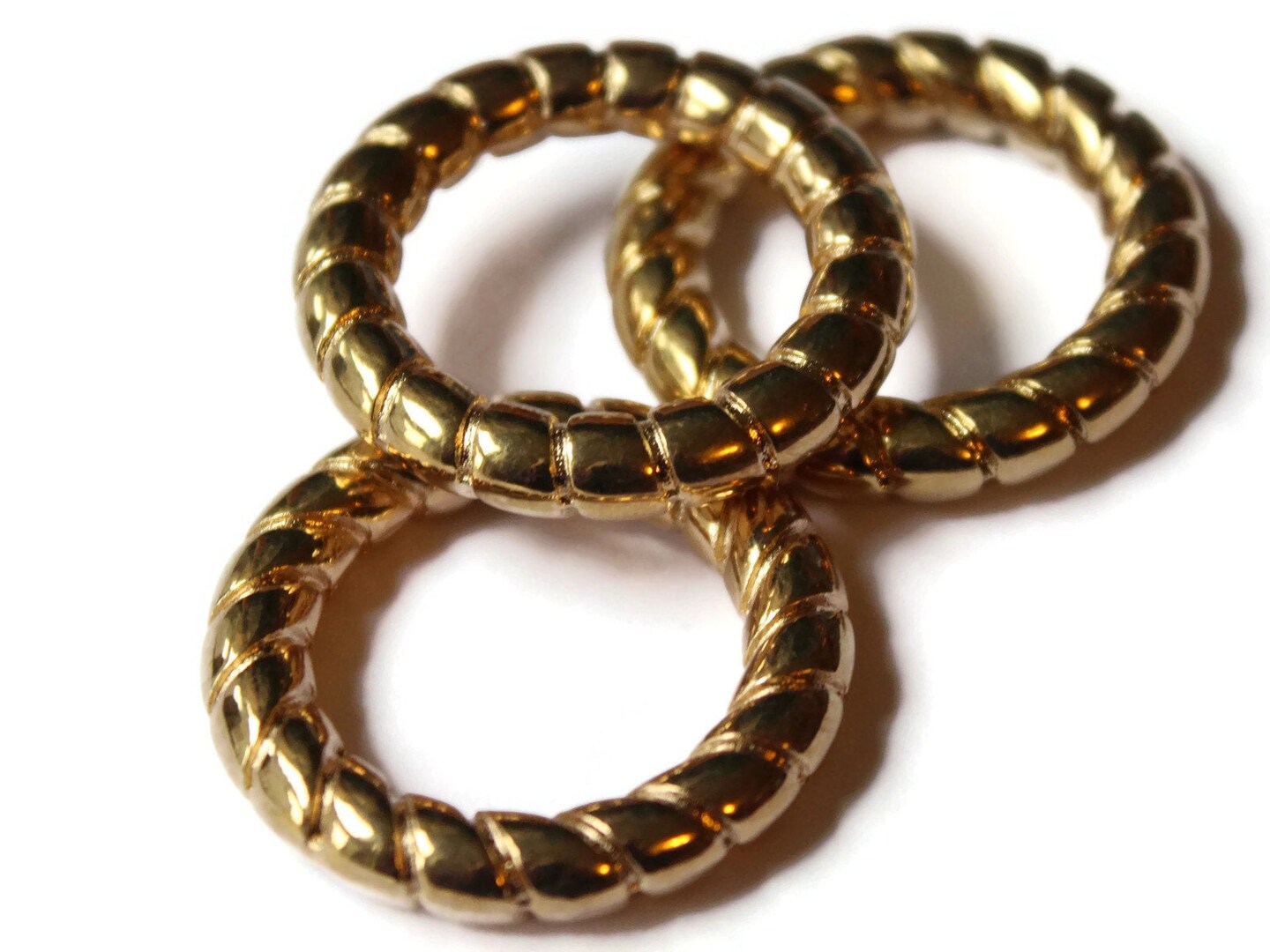 3 36mm Gold Plated Plastic Ring Link Beads Vintage Acrylic Rope Beads ...