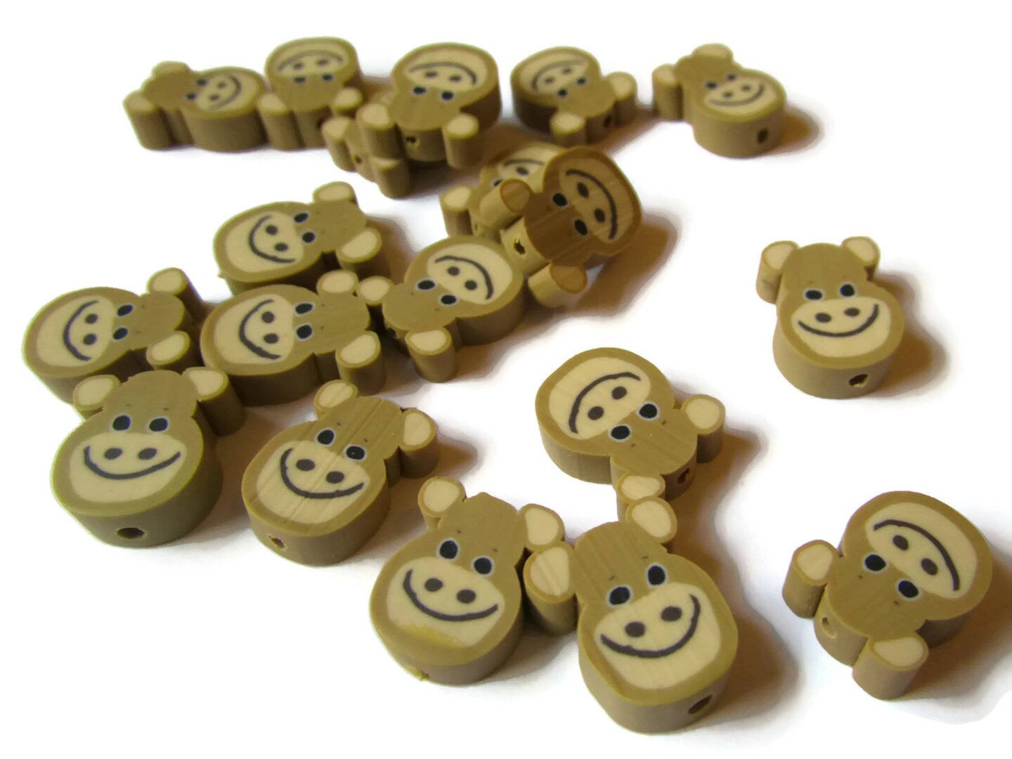 20 Brown Monkey Head Polymer Clay Beads | Michaels