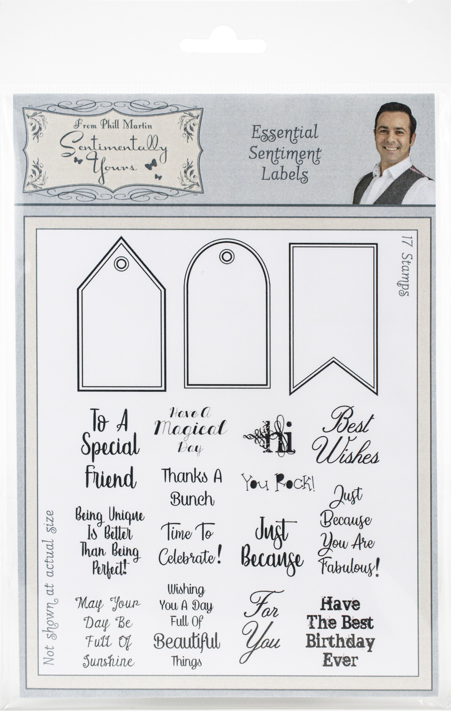 Sentimentally Yours By Phill Martin Clear Stamp Set-Labels & Sentiments ...