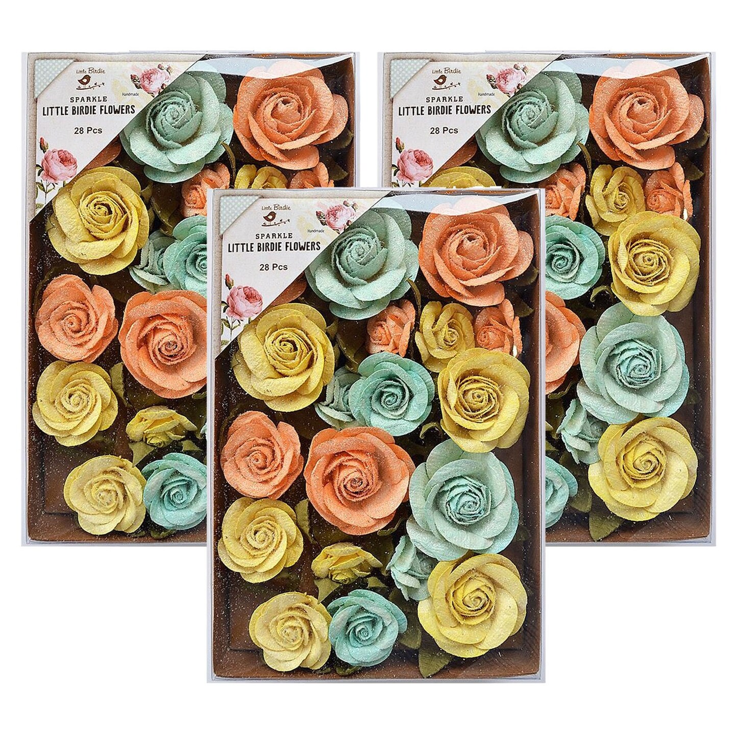 Pack of 3 - Little Birdie Fiona Paper Flowers 28/Pkg-Pastel Palette ...
