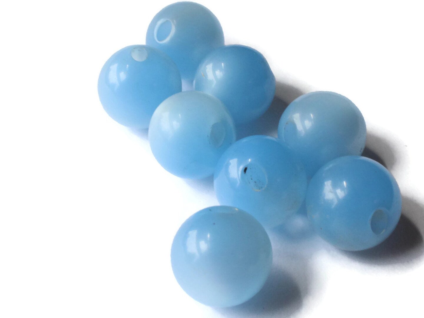 8 12mm 1/2 Inch Sky Blue Ball Buttons Vintage Moonglow Lucite Round ...