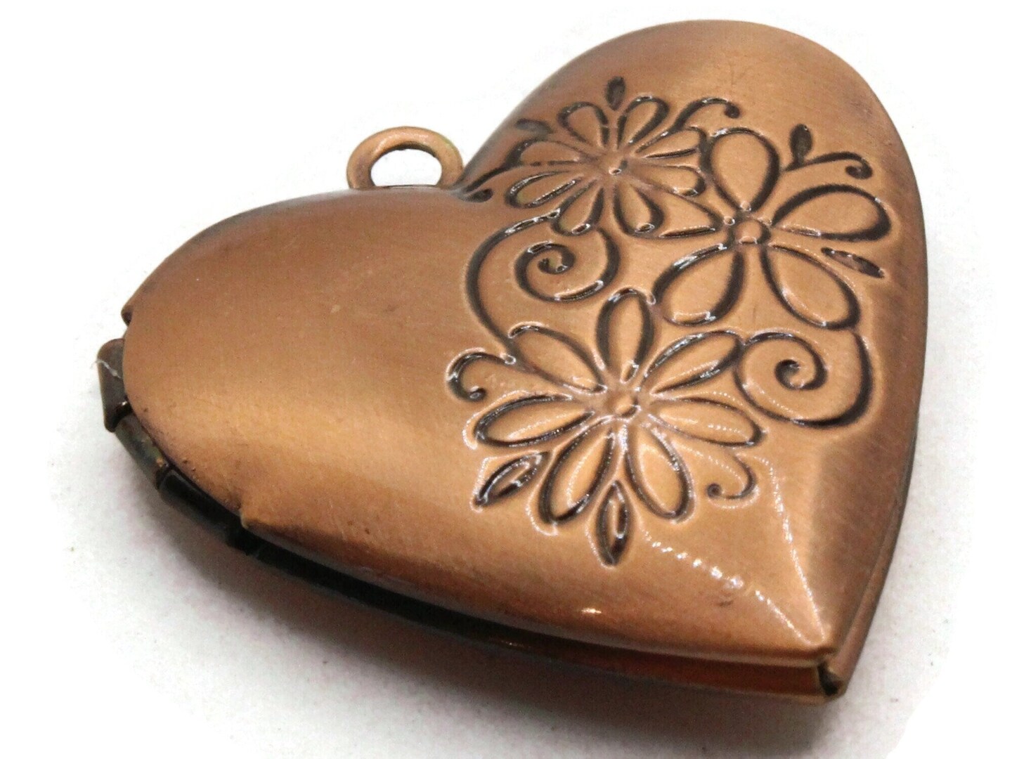 26mm Floral Heart Copper Tone Brass Locket Charm | Michaels
