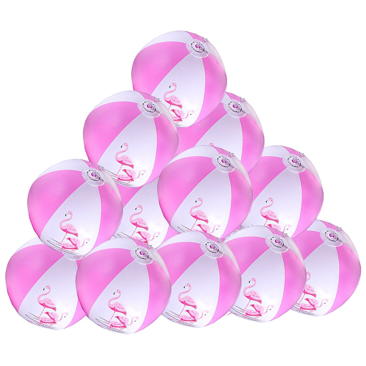 12" Pink Flamingo Party Pack Inflatable Beach Balls - Beach Pool Pink ...