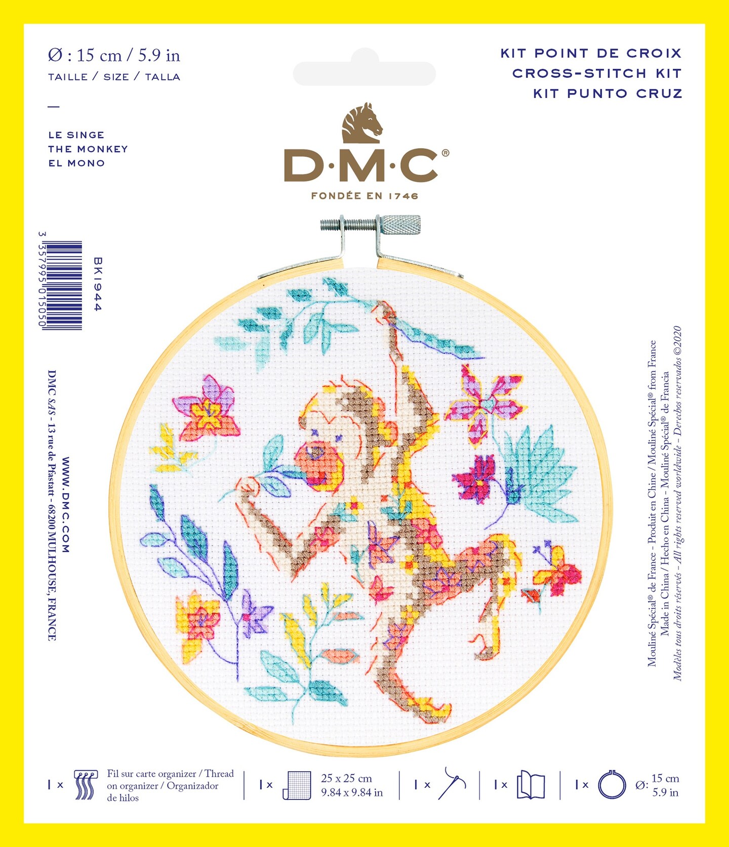 Dmc Stitch Kit 6" Diameter-Monkey (14 Count) | Michaels