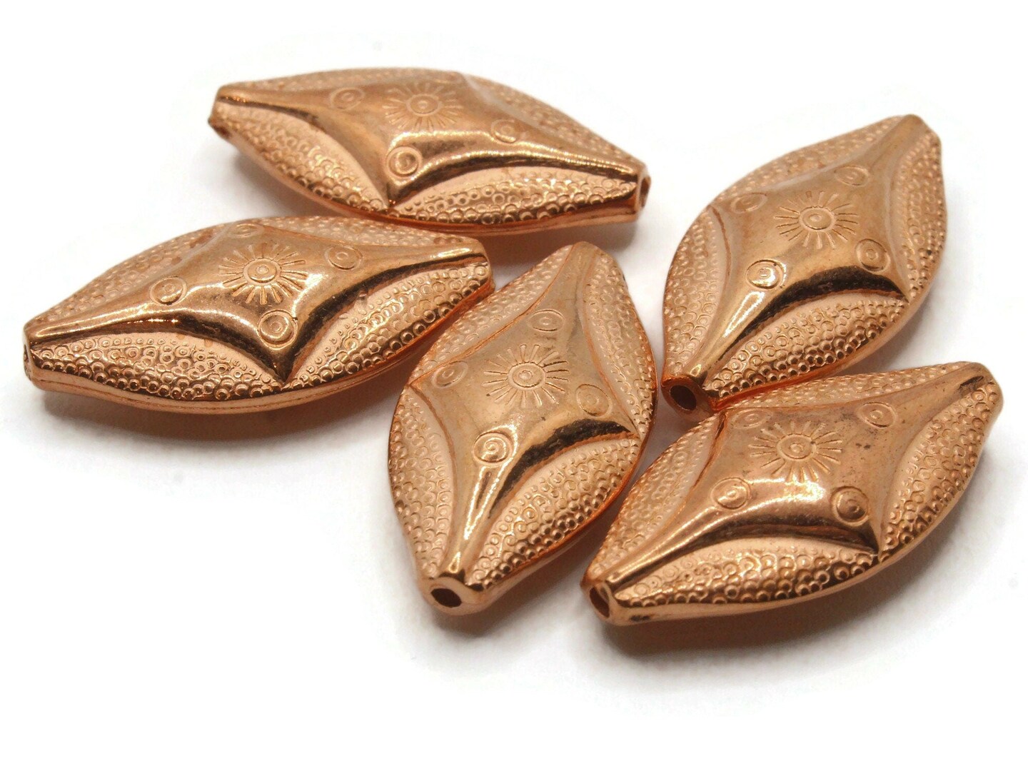 5 28mm Flat Oval Decorated Marquis Vintage Red Copper Plated Plastic ...