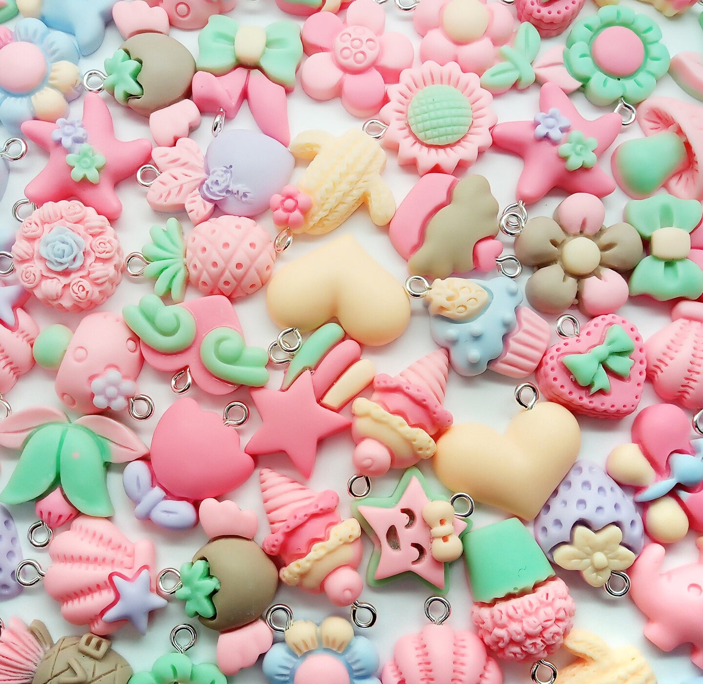 Pastel Cabochon Charms, 20 pc Assorted Kawaii Dangles, Adorabilities ...