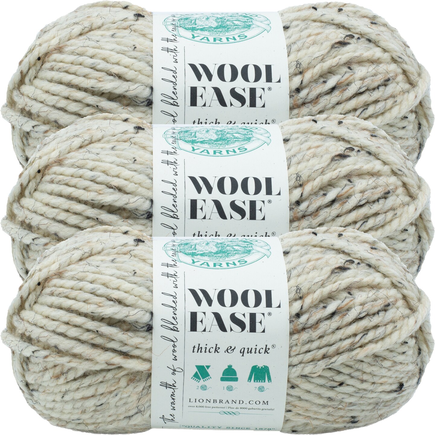 (3 Pack) Lion Brand Wool-Ease Thick & Quick Yarn - Grey Marble | Michaels