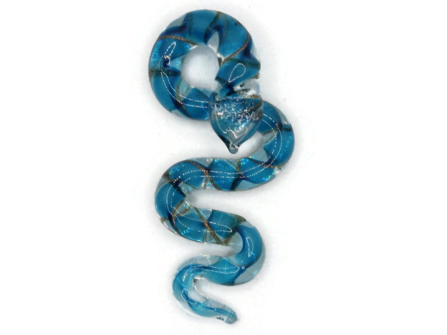 Sky Blue Gold and Clear Spiral Glass Snake Pendant | Michaels