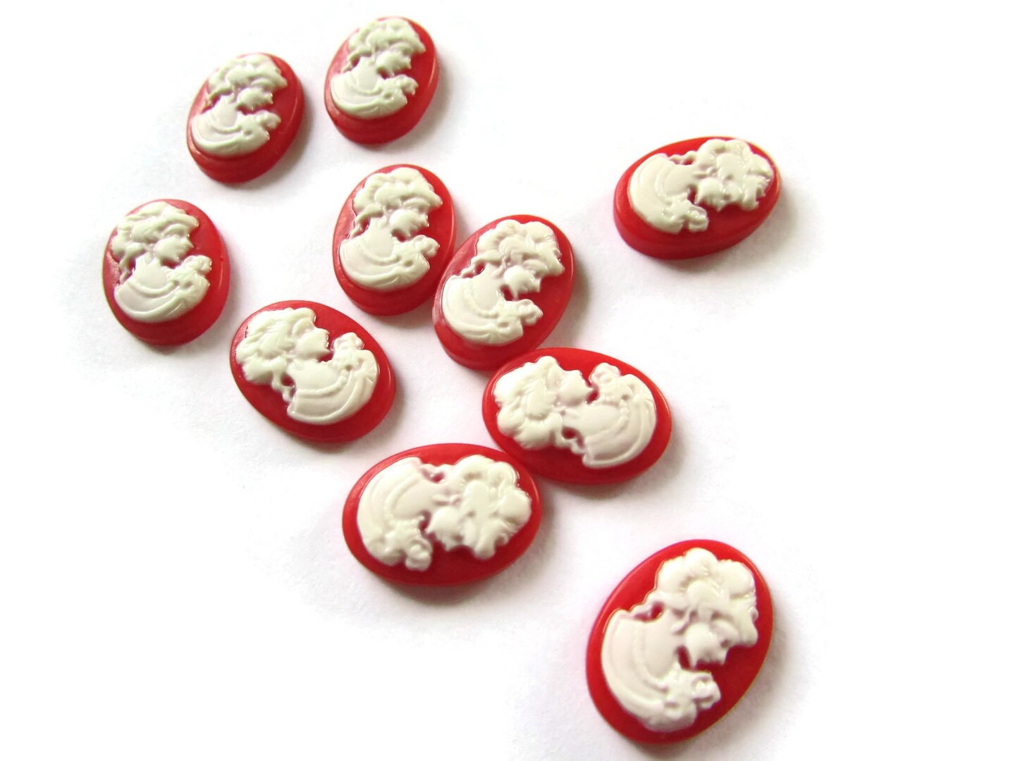 10 18mm x 13mm Red Victorian Woman's Face Cameo Cabochons Resin Cameo ...
