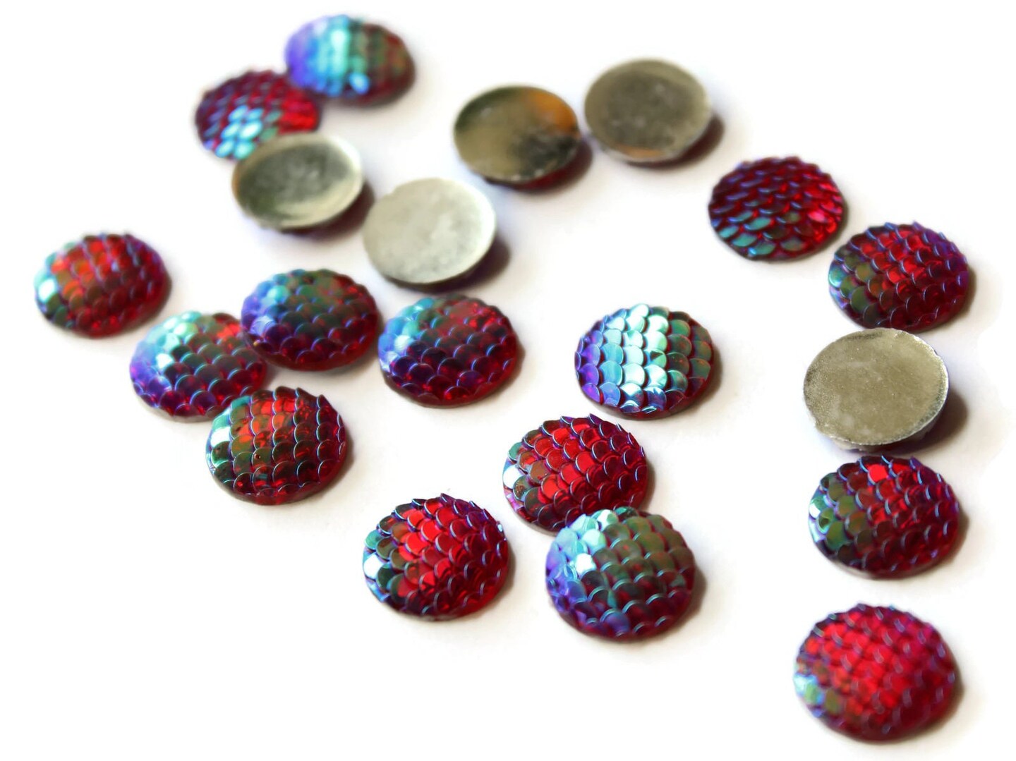 20 12mm Red Small Scale Mermaid Cabochons Dragon Scale Cabochons Fish ...