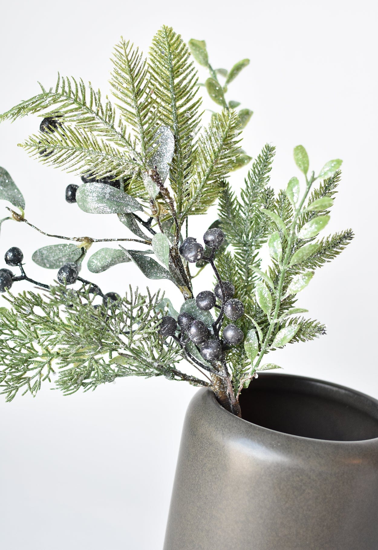 12.5" Faux Glittered Green Wintry Mix w/Berries Spray Stem | Michaels