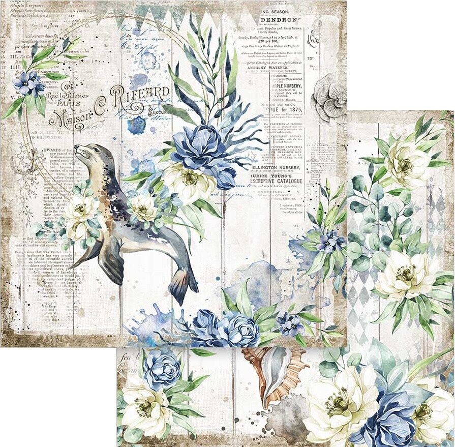 Stamperia Double-Sided Paper Pad 12"X12" 10/Pkg-Romantic Sea Dream, 10 ...