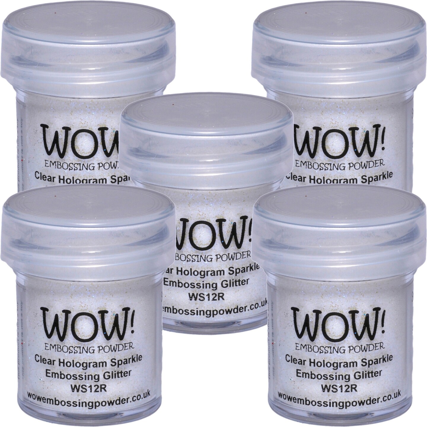 Multipack of 5 - WOW! Embossing Powder 15ml-Clear Hologram Sparkle ...