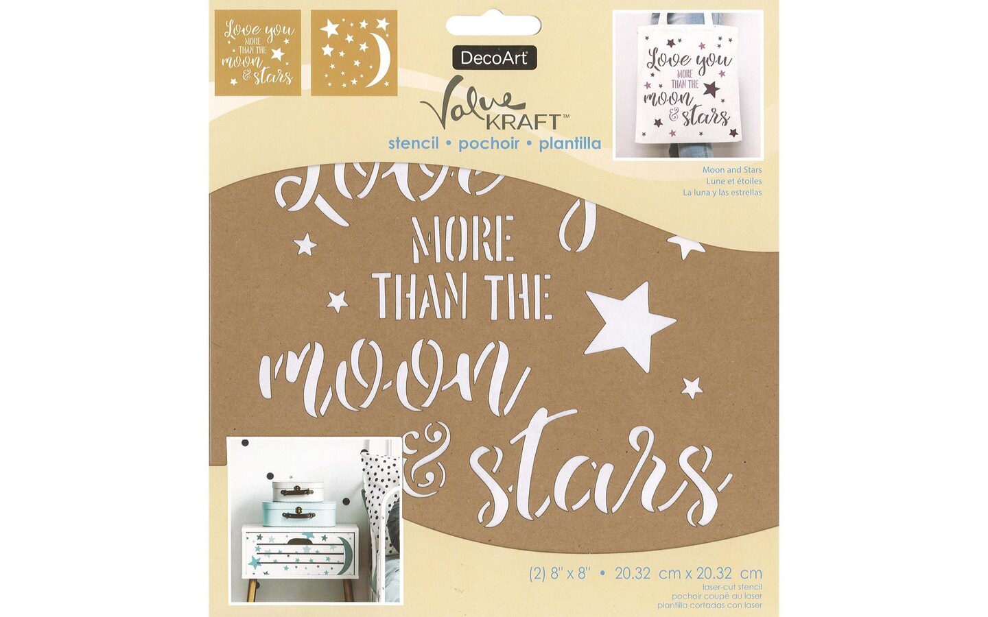Decoart Value Kraft Stencil 8X8 Moon & Stars | Michaels