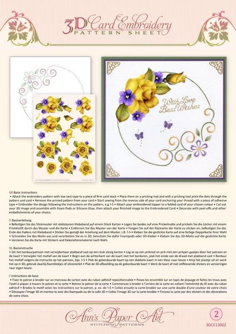 Ann's Paper Art Ann Paper Embroidery Pattern - Yellow Rose | Michaels