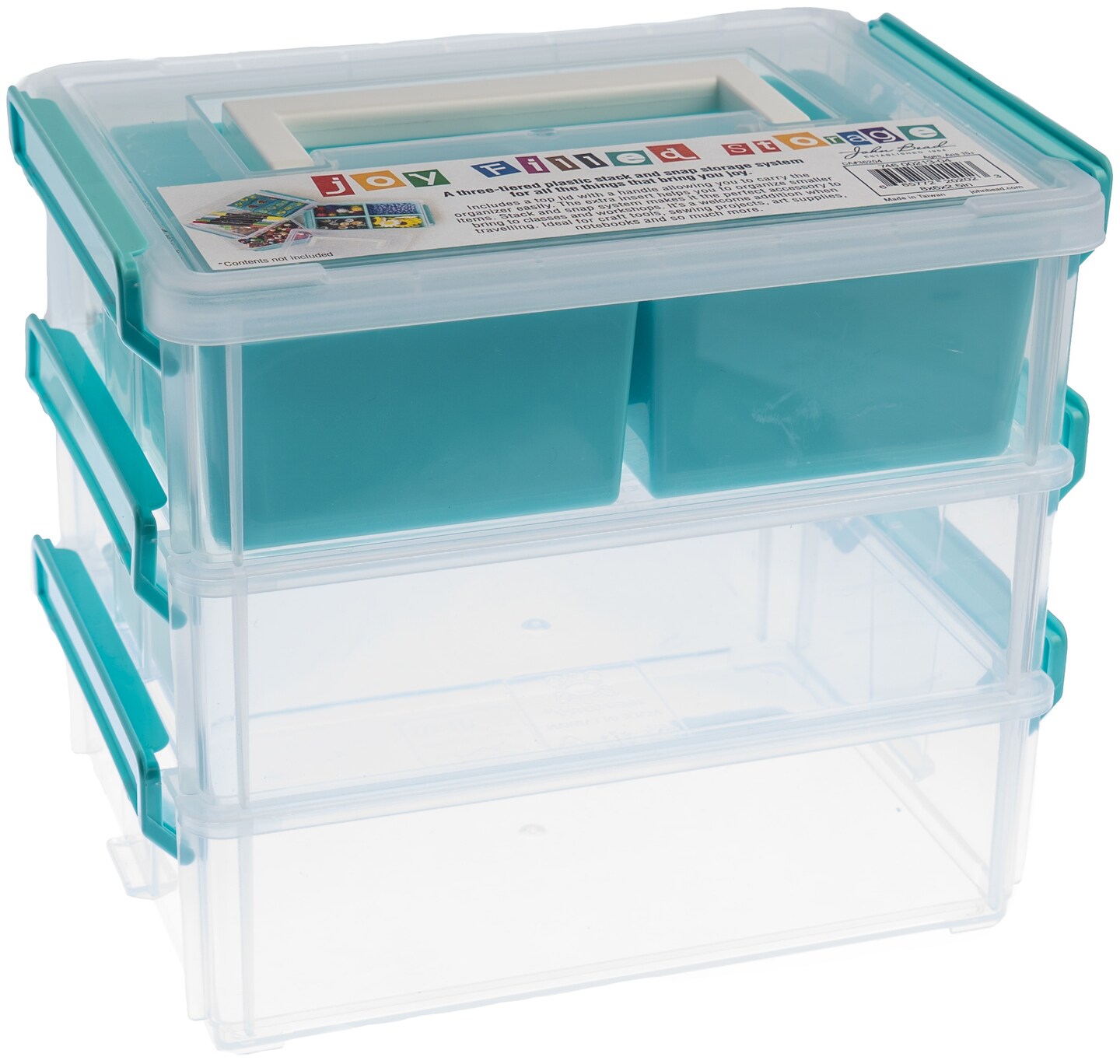 Joy Filled Storage Stackable Container W/Handles & Divider-Clear ...