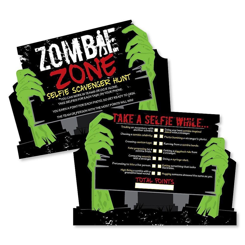 Big Dot of Happiness Zombie Zone - Selfie Scavenger Hunt - Halloween or ...