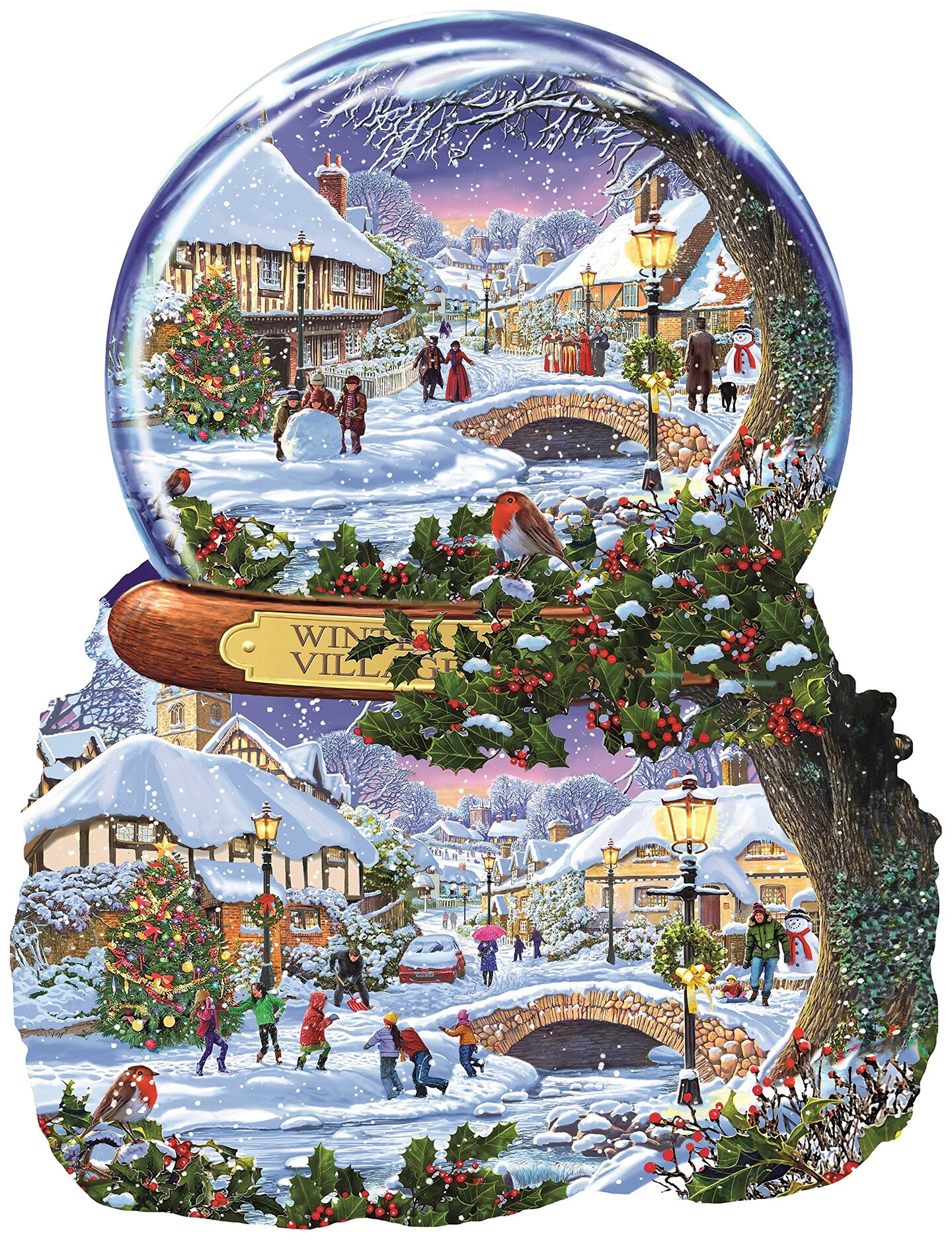 Sunsout Winter Village 1000 pc Special Shape Christmas Jigsaw Puzzle ...