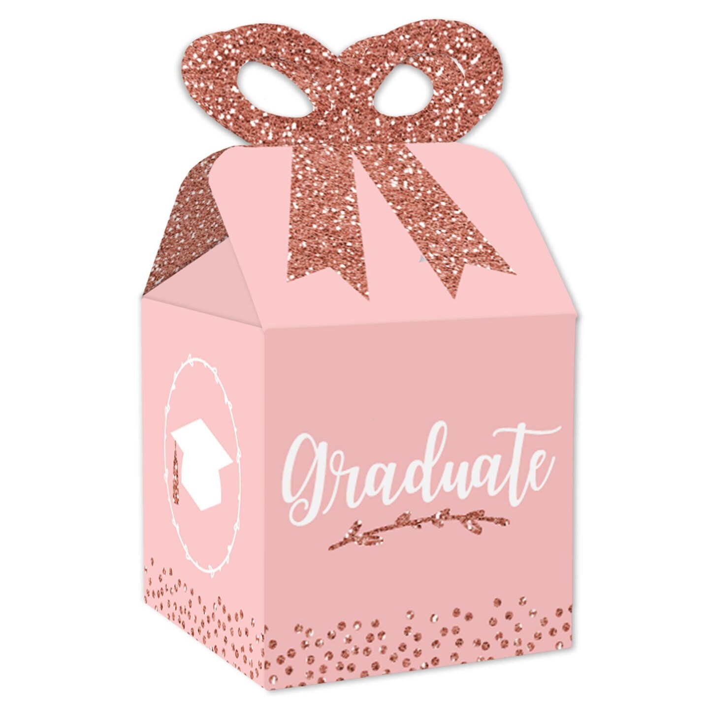 Big Dot of Happiness Rose Gold Grad - Square Favor Gift Boxes ...