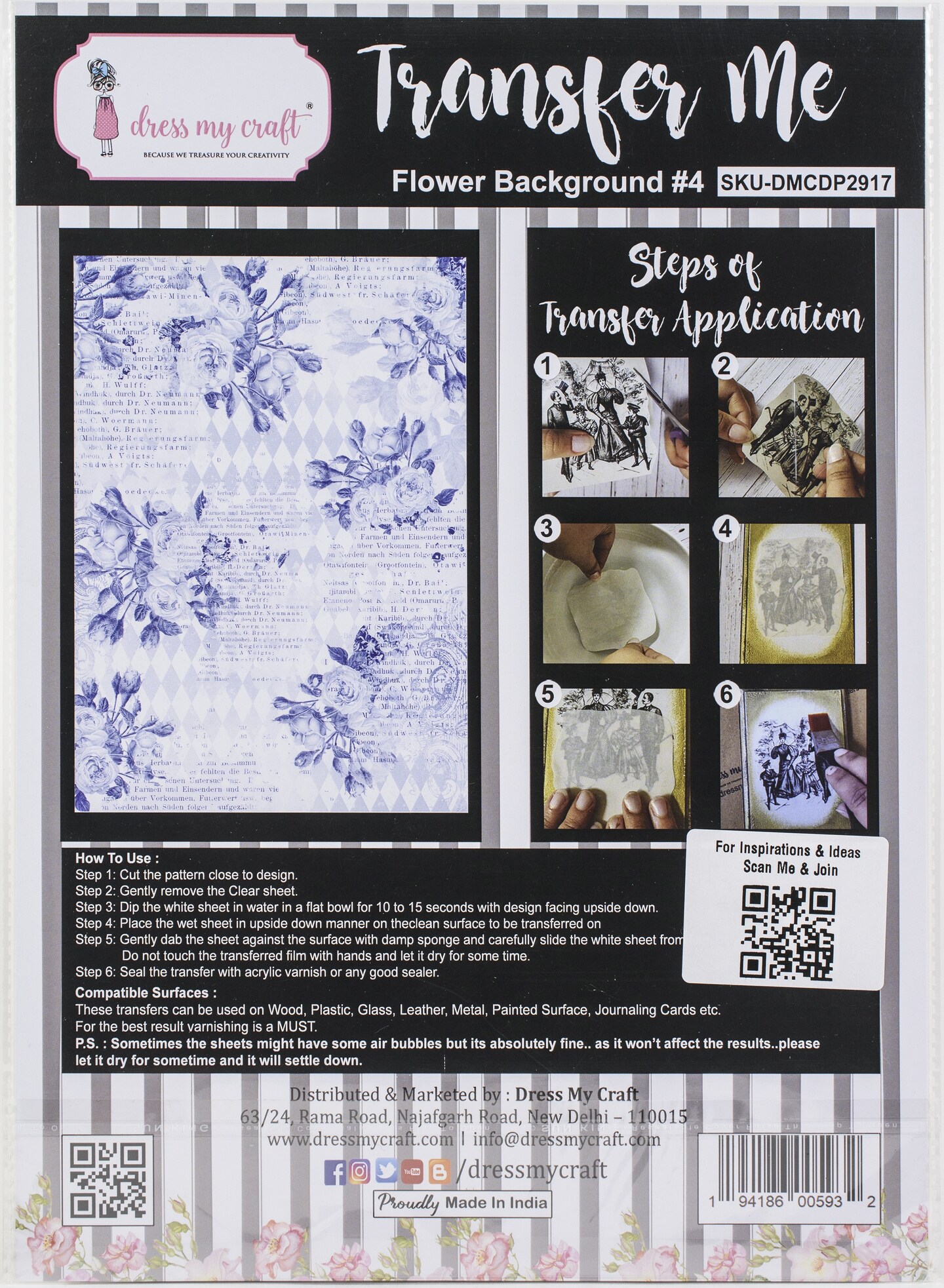 Dress My Craft Transfer Me Sheet A4-Flower Background #4 | Michaels