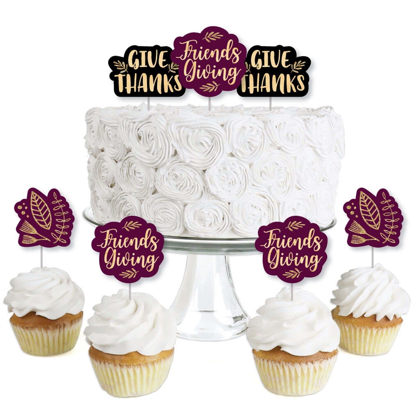 Big Dot of Happiness Elegant Thankful for Friends - Dessert Cupcake ...