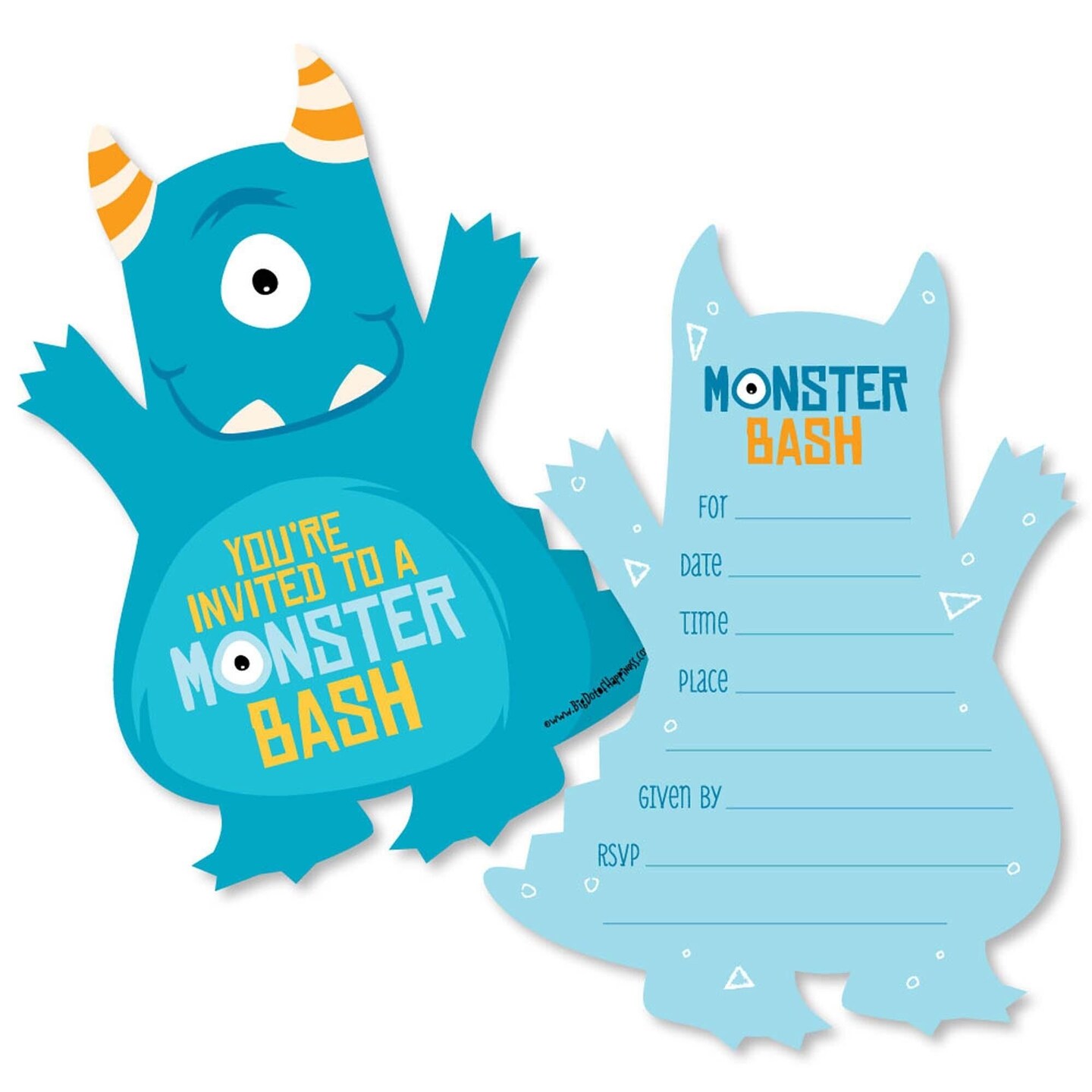Big Dot of Happiness Monster Bash - Shaped Fill-in Invites - Little ...