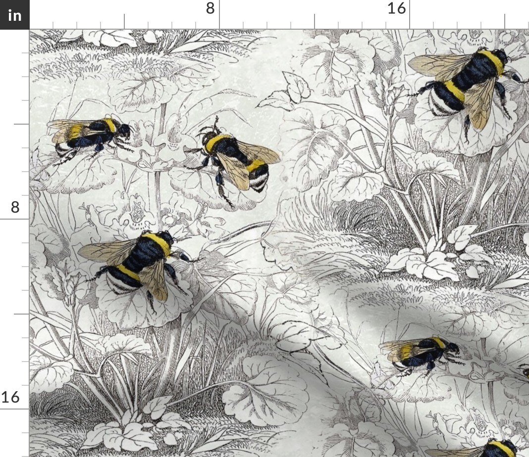 Bee Honey Floral Flowers Vintage Antique Illustration Pencil Drawing ...