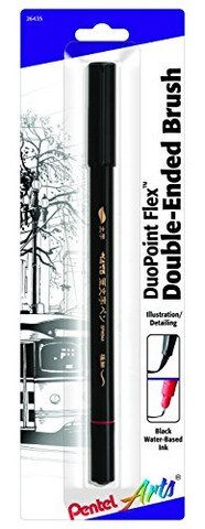 PENTEL DOUBLE ENDED DUOPOINT BRUSH PEN BLACK 1 PACK CARDED | Michaels