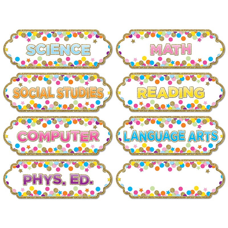 Magnetic Die-Cut Timesavers & Labels, Confetti Classroom Subjects ...