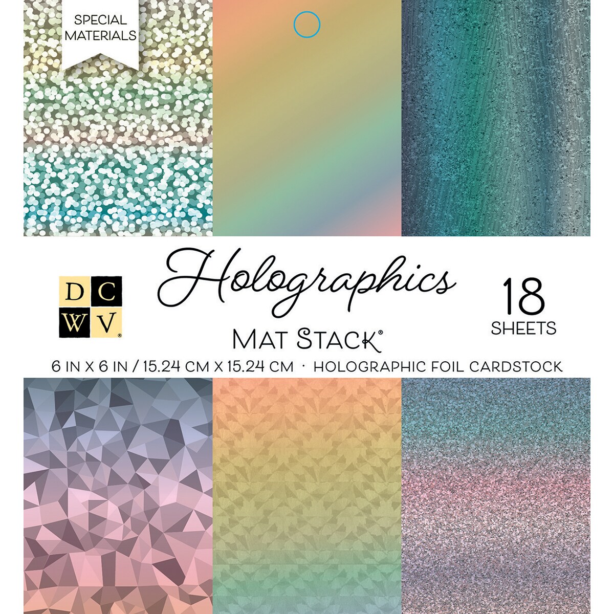 DCWV Single-Sided Cardstock Stack 6"X6" 18/Pkg-Holographics, 6 Designs ...