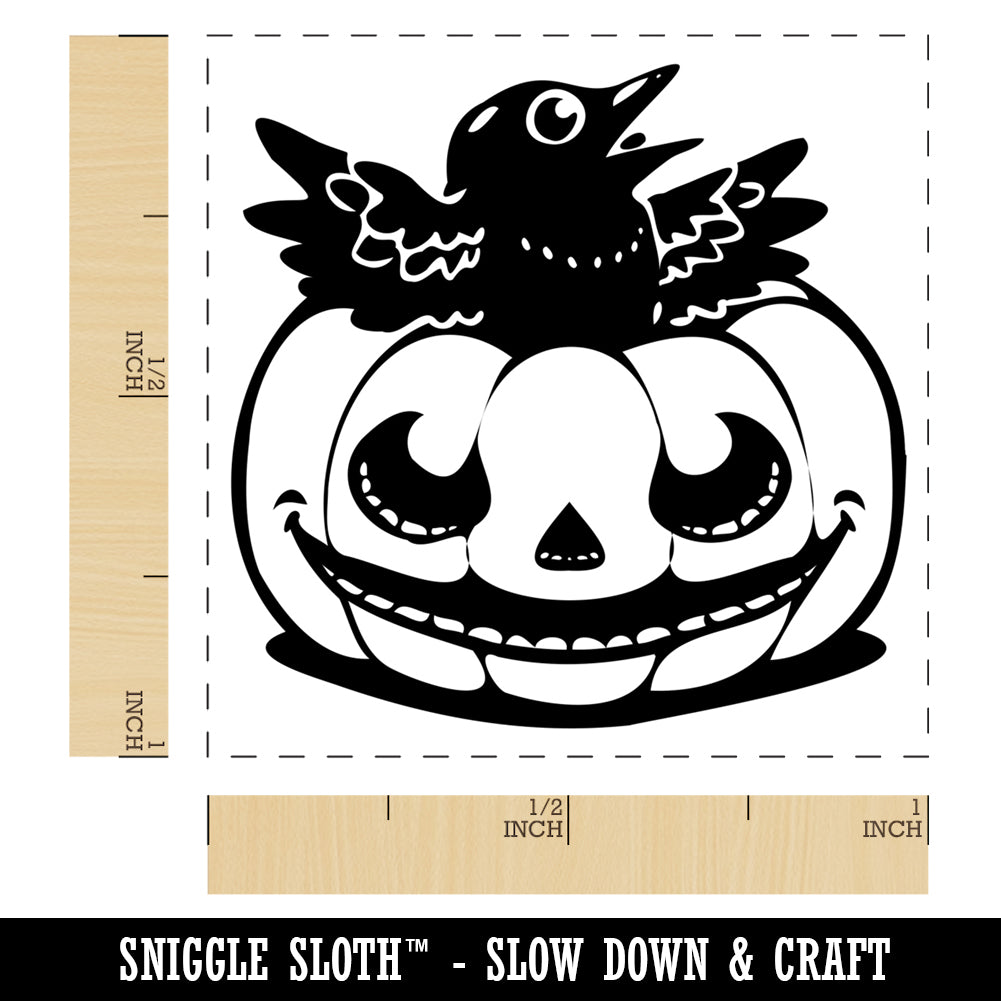 Little Raven Crow in Jack-O'-Lantern Pumpkin Halloween Self-Inking ...