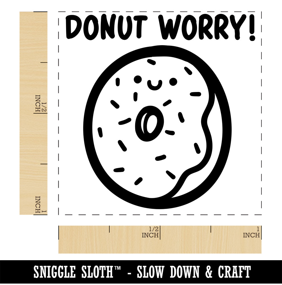 Donut Don't Worry Smile Motivational Quote Pun Self-Inking Rubber Stamp ...