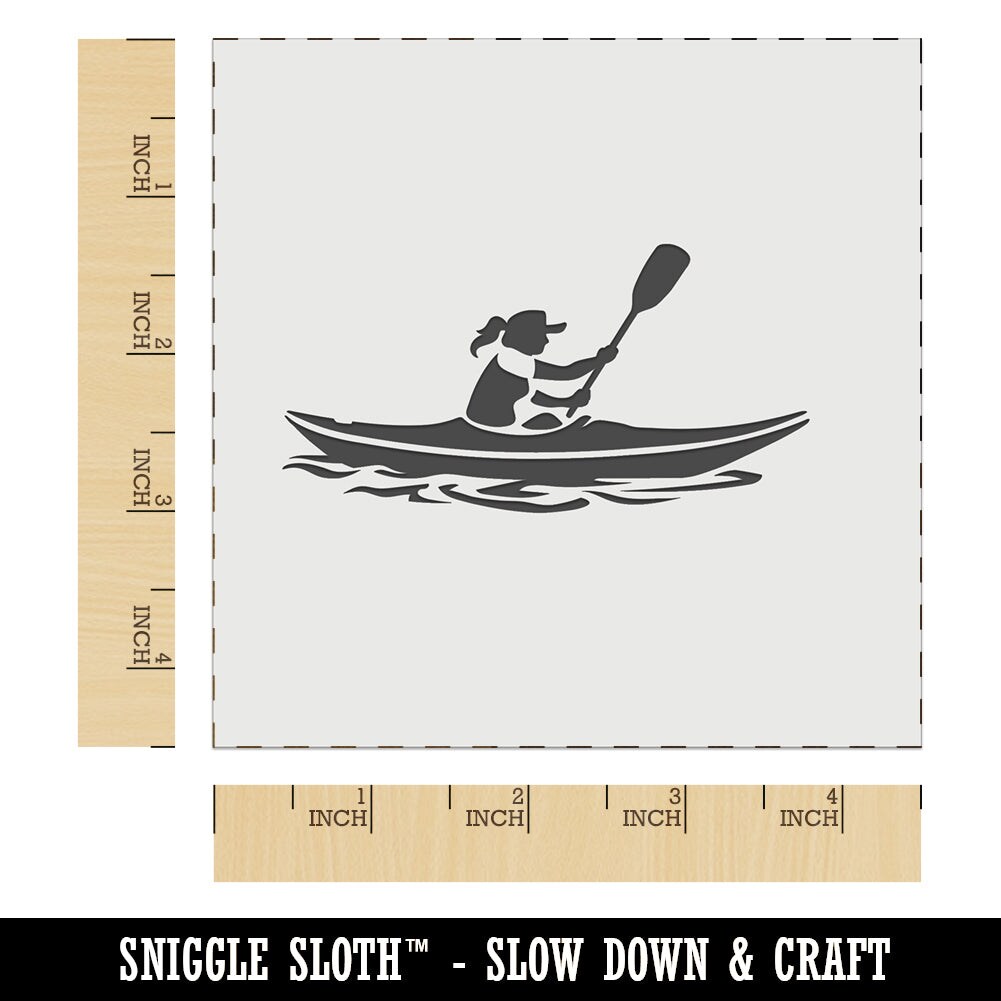 Woman Paddling Kayak Side View Wall Cookie DIY Craft Reusable Stencil ...