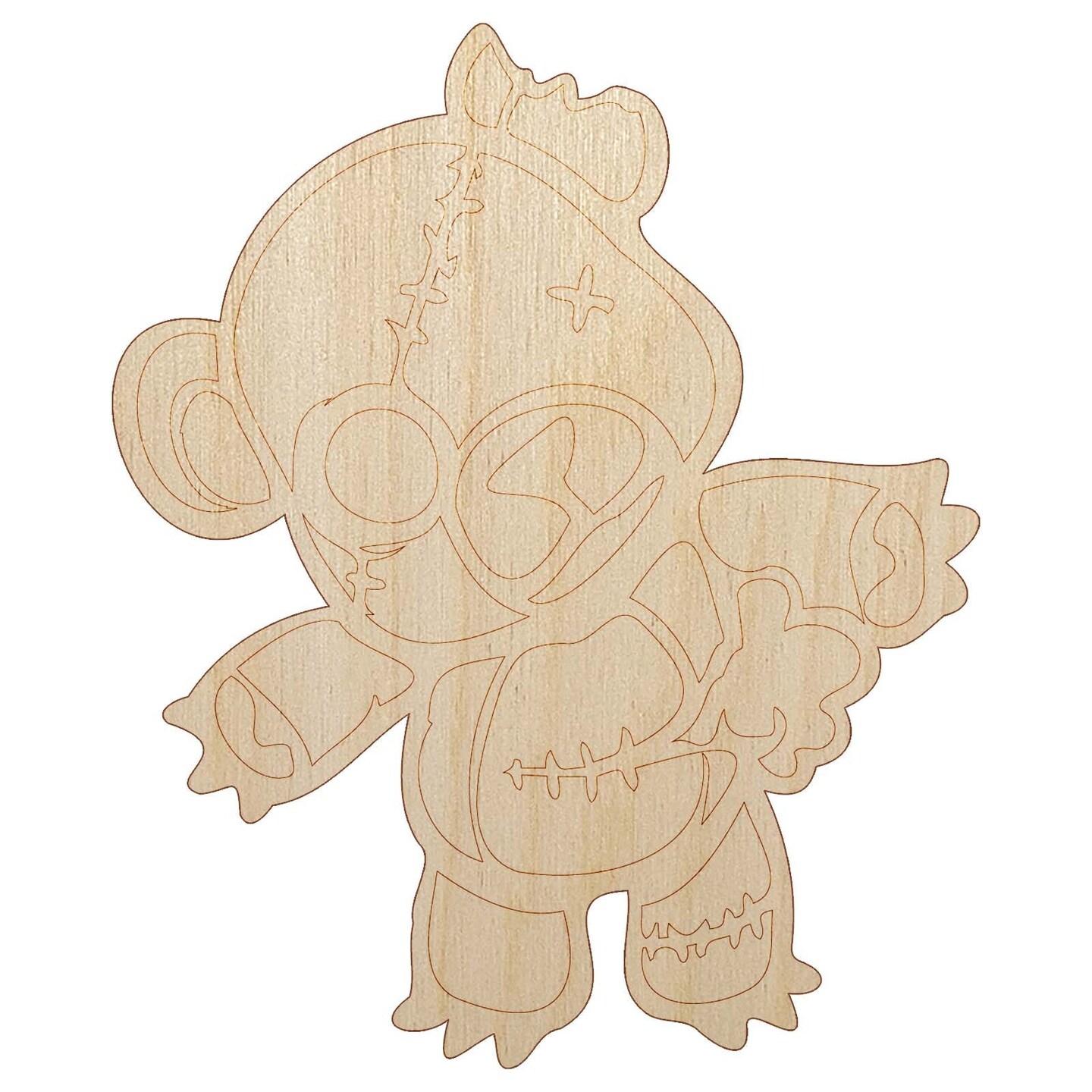 Creepy Spooky Stitched Teddy Bear Horror Unfinished Wood Shape Piece ...