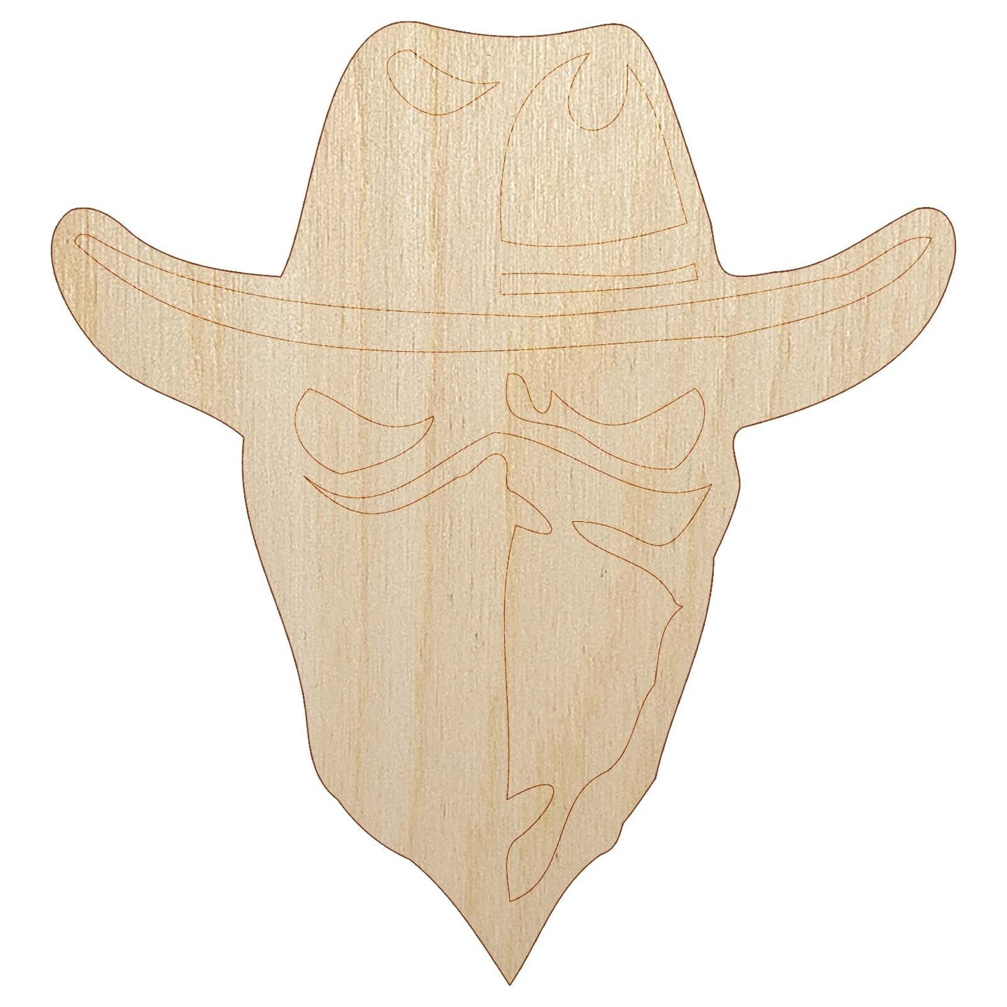 Masked Cowboy Bandit Highwayman with Hat and Bandana Unfinished Wood ...