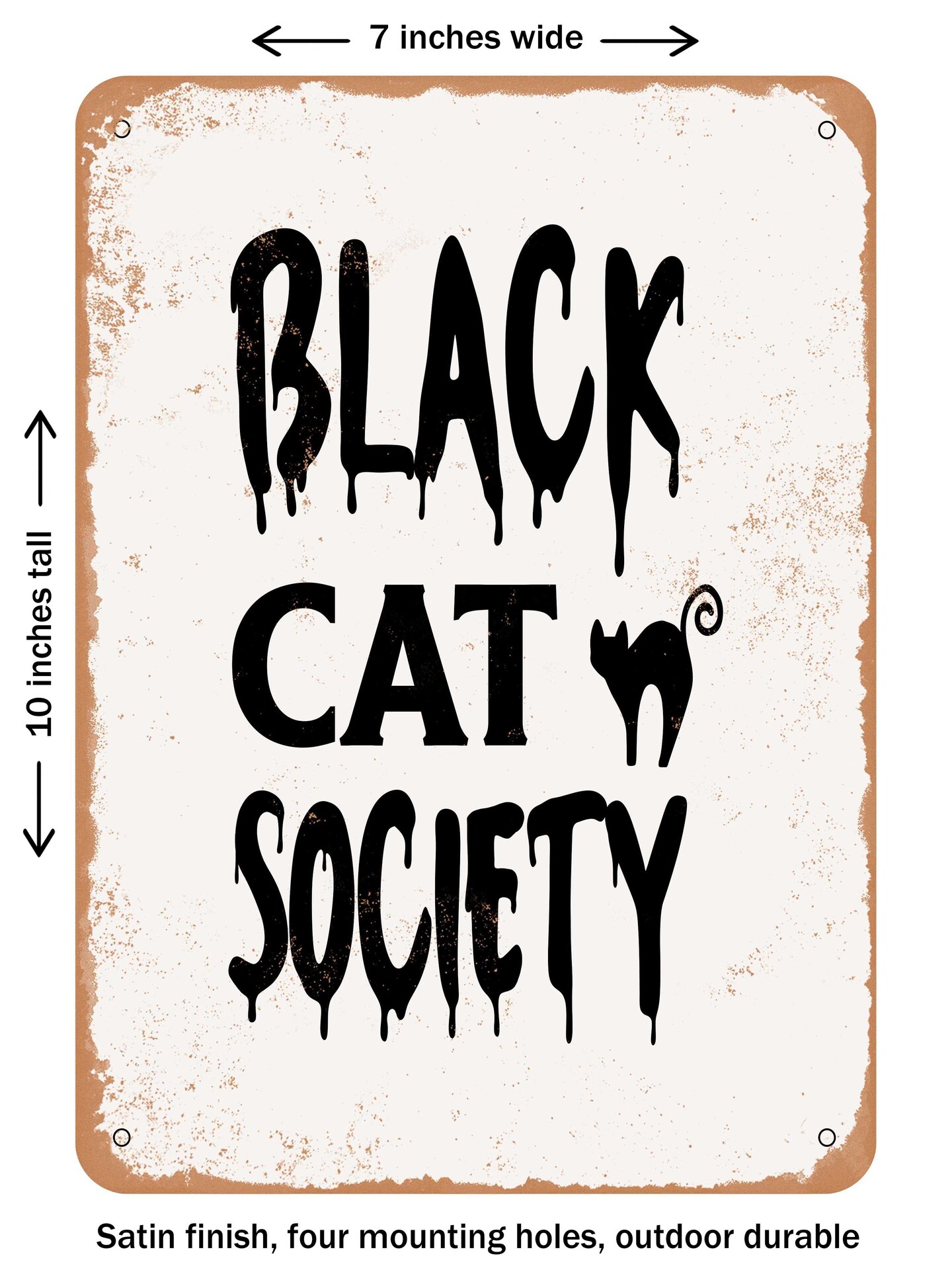 DECORATIVE METAL SIGN - Black Cat Society - 2 - Vintage Rusty Look ...