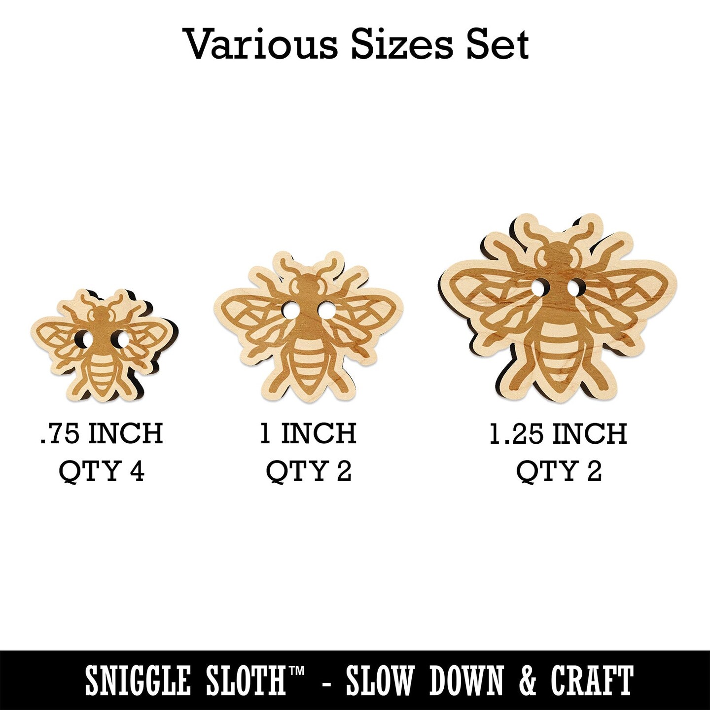 Bee Drawing Wood Buttons for Sewing Knitting Crochet DIY Craft | Michaels