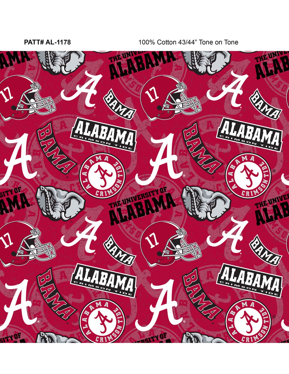 Sykel Enterprises-University of Alabama Cotton Fabric-Alabama Crimson ...