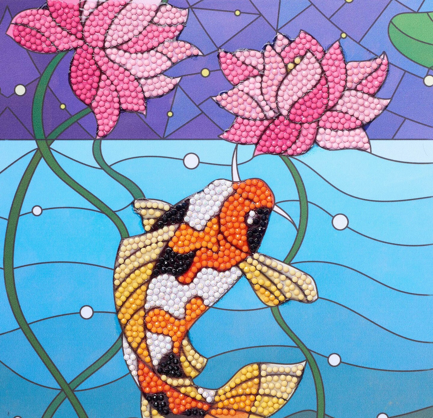 DIAMOND ART BY LEISURE ARTS Stained Glass Koi, 8"x8", Beginner Diamond ...